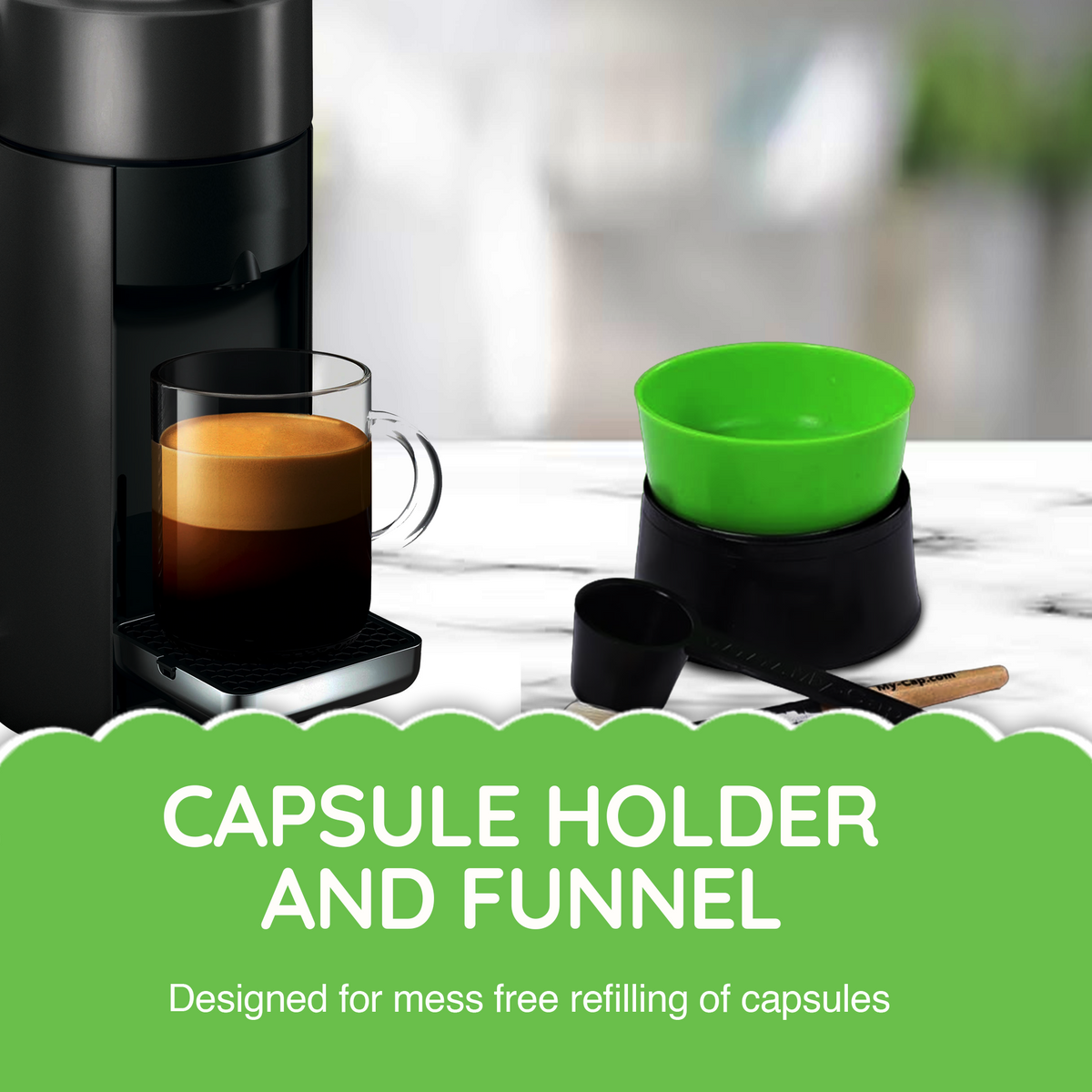 My-Cap Capsule Holder And Funnel for Nespresso VertuoLine Capsules